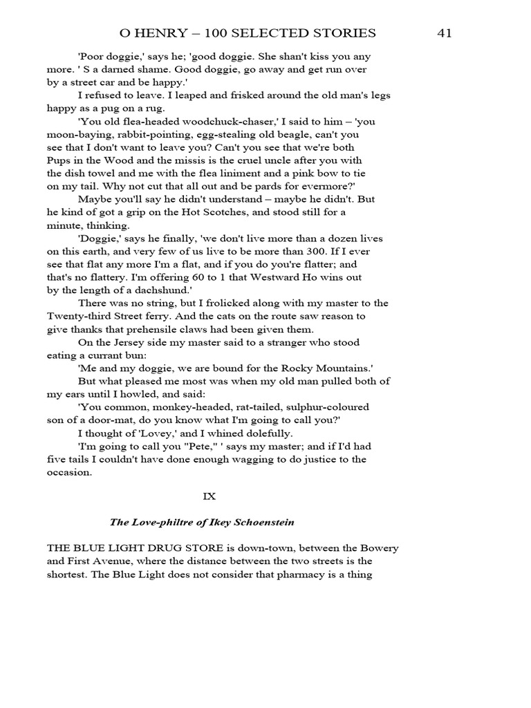 O Henry - 100 Selected Stories 41: The Love-Philtre of Ikey Schoenstein ...