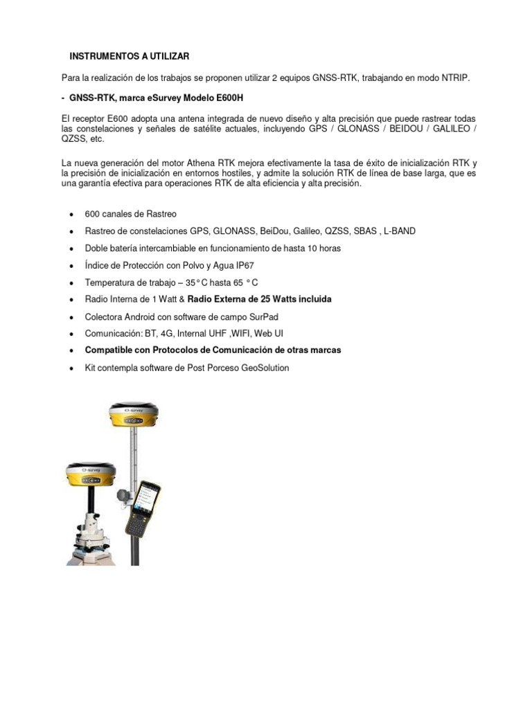 5 Ficha Técnica Equipos Topograficos y Dron A Usar | PDF | Sistema de Posicionamiento Global ...