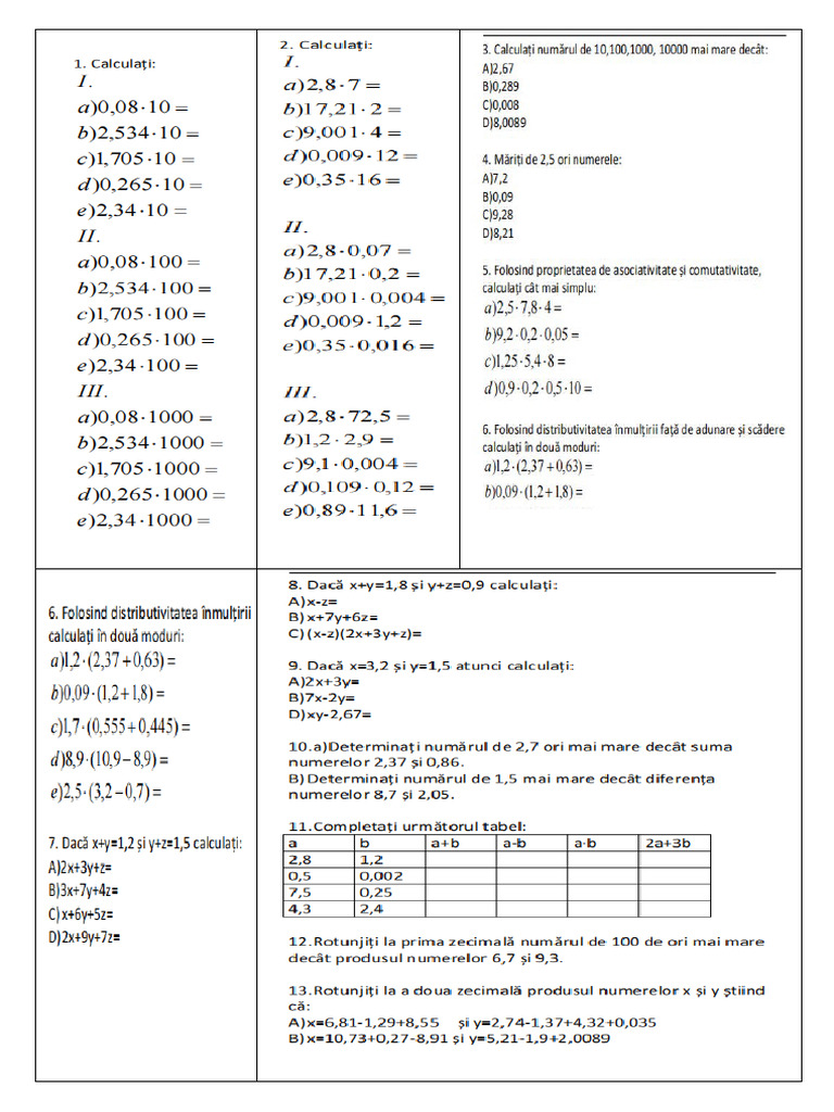 Inmultirea Fractiilor Zecimale | PDF