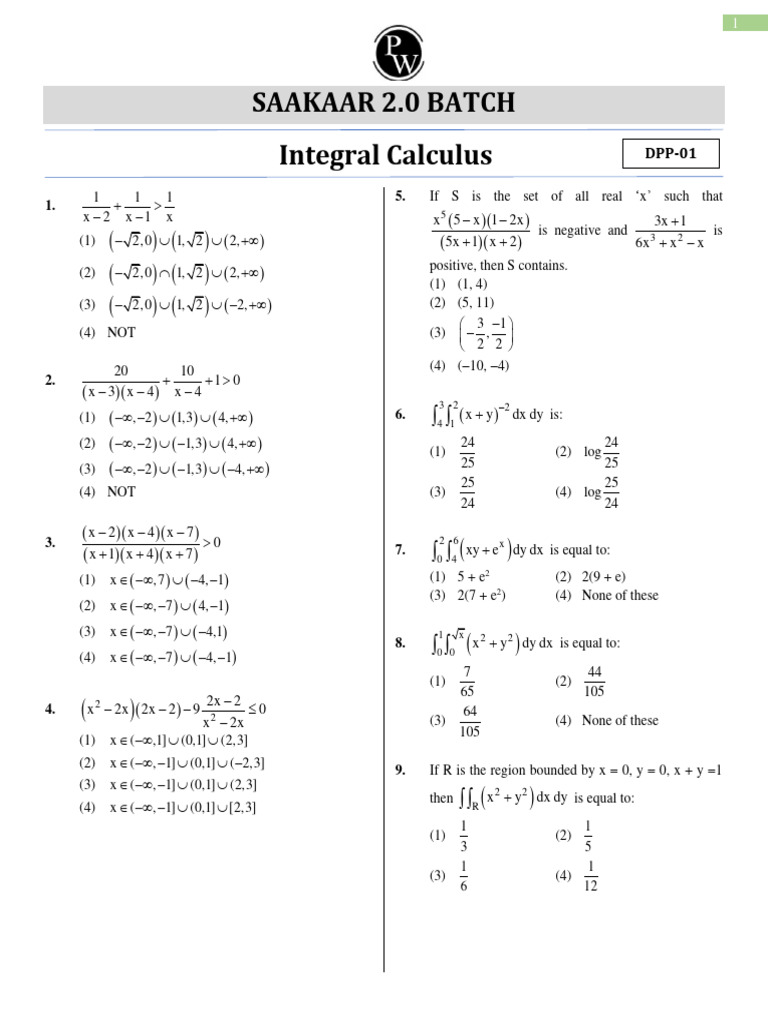 Integral Calculus DPP | PDF