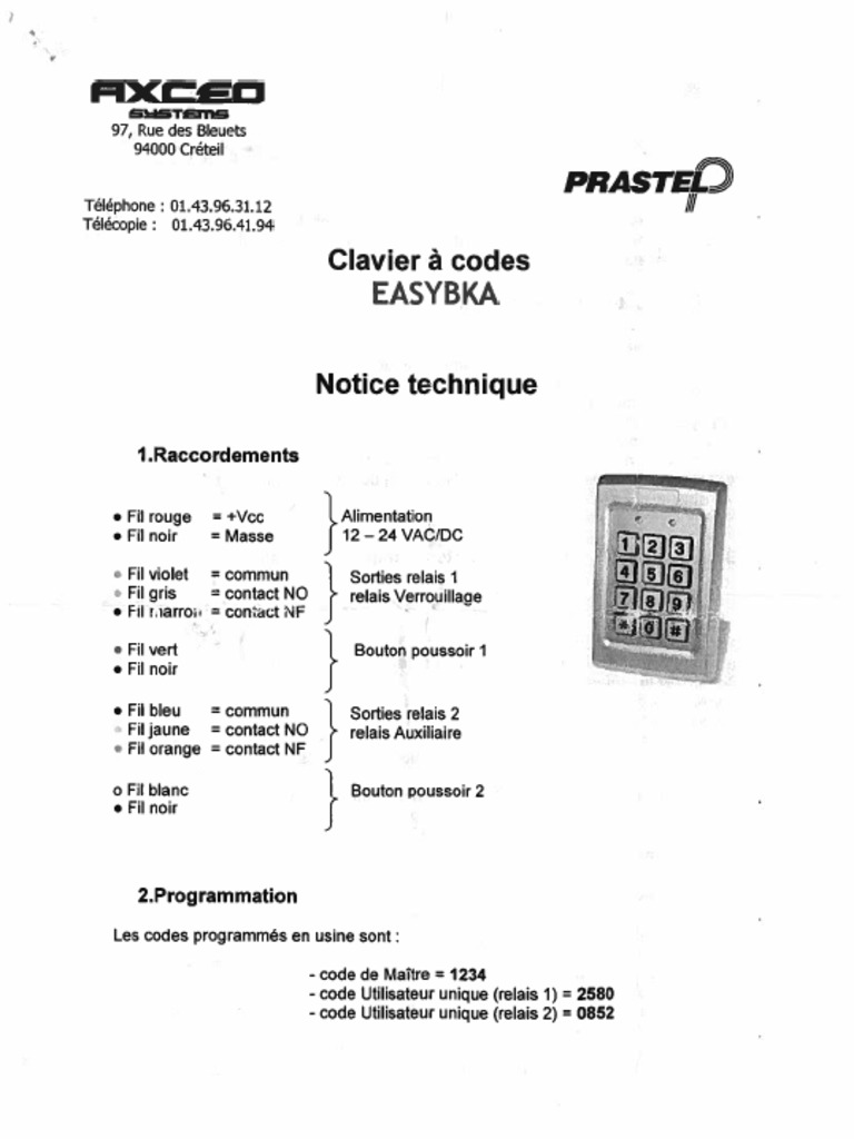 Notice Technique DIGICODE | PDF Notice Technique DIGICODE | PDF