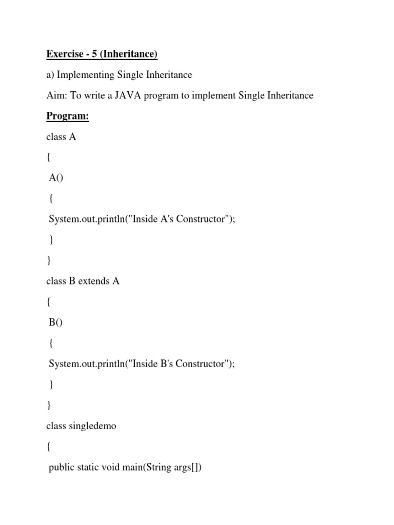 Lab Programs | PDF | Method (Computer Programming) | Inheritance (Object Oriented Programming)