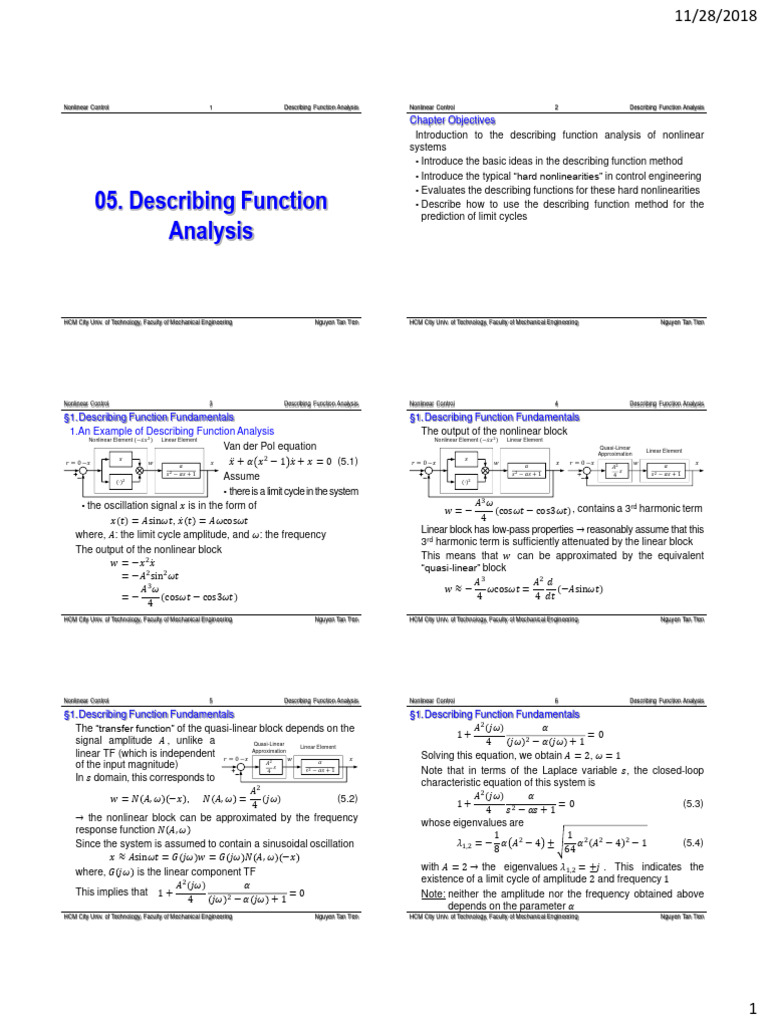 Ch.05 Describing Function Analysis | PDF | Nonlinear System | Function (Mathematics)
