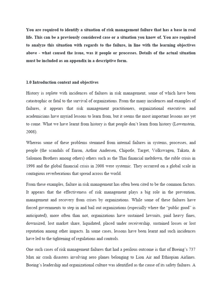 Risk management failure paper | PDF | Risk | Risk Management