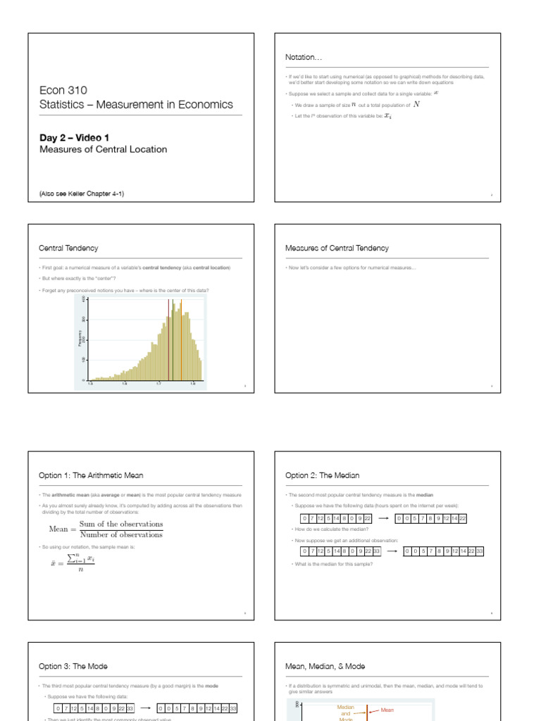 Measures of Central Tendency Explained | PDF | Standard Deviation ...