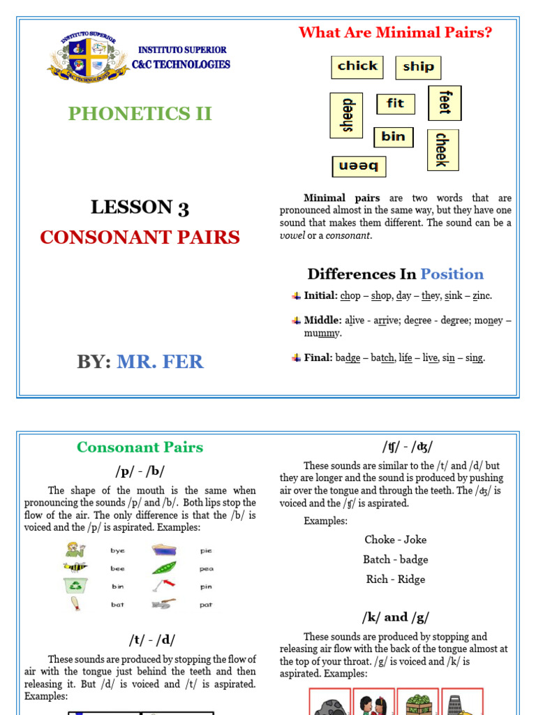 Consonant Pairs in Phonetics | PDF