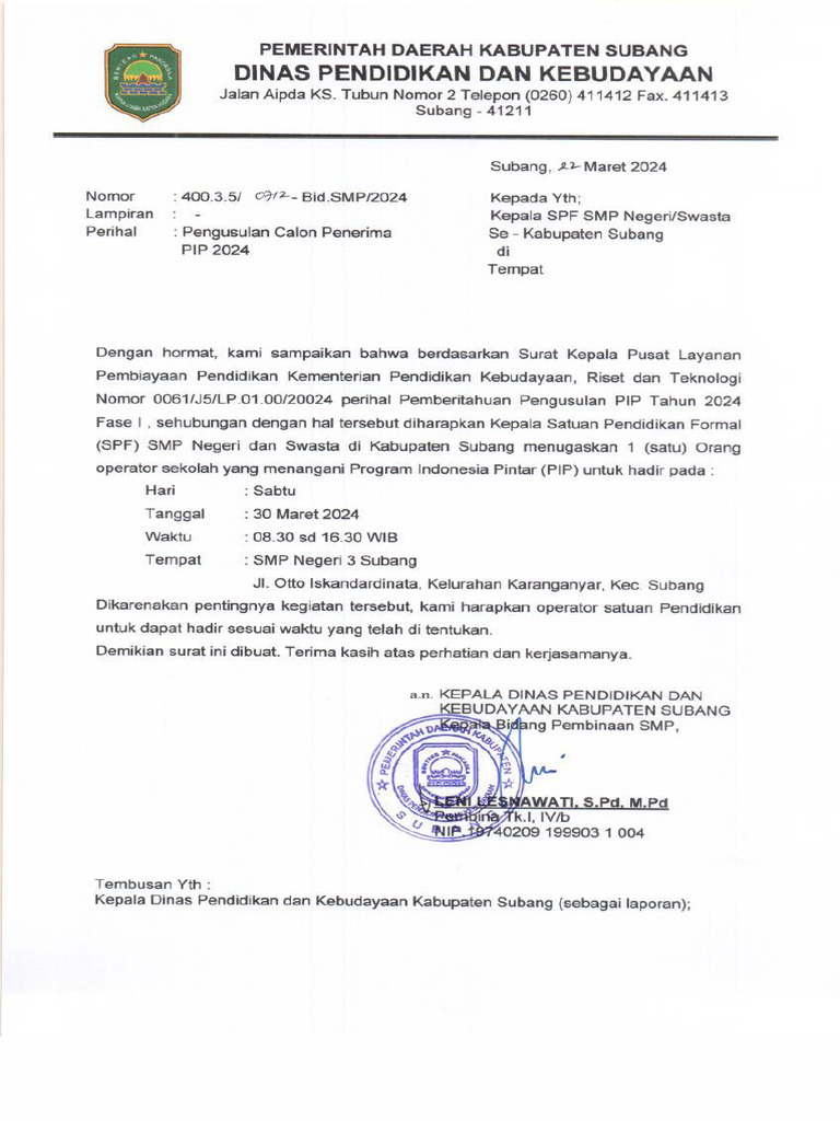Scan Pengusulan PIP Fase I 24 | PDF