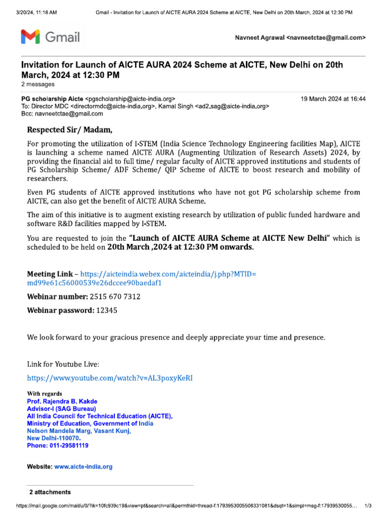 AICTE - AURA - Scheme 2024 | PDF