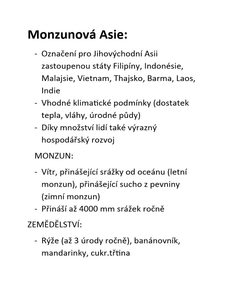 Monzunová Asie | PDF