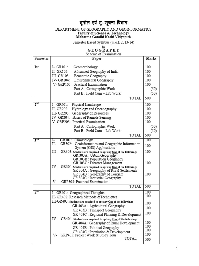 Geography & Geoinformatics Syllabus | PDF | Tourism | Geographic ...
