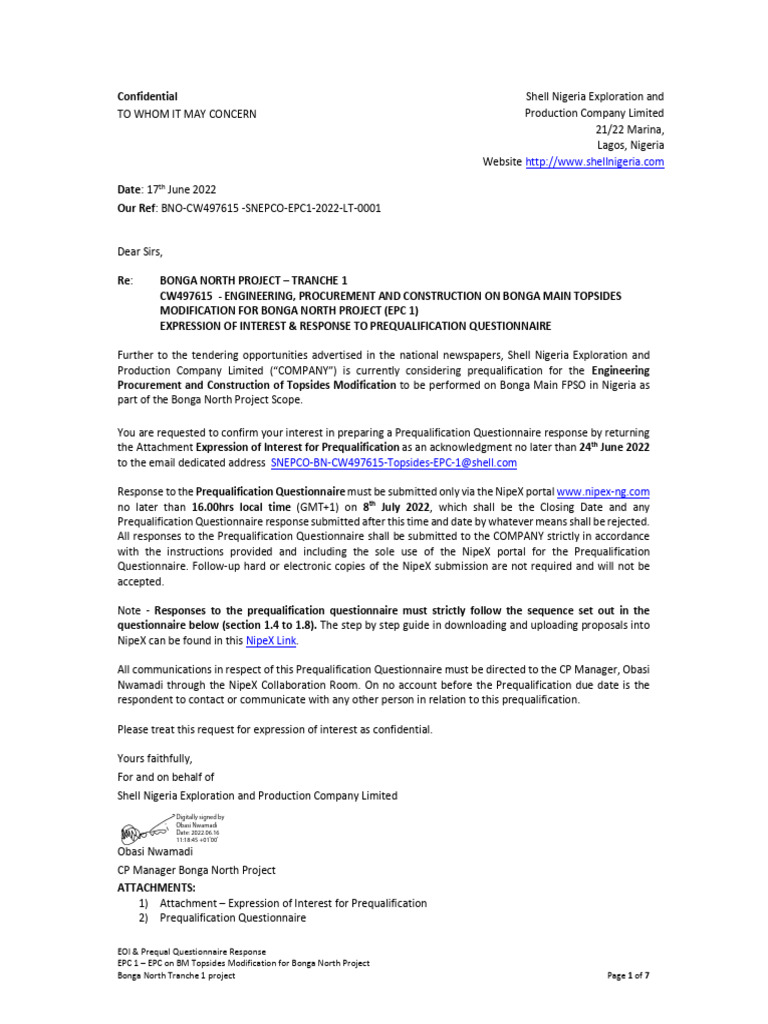 Bonga North_CW497615_EPC 1- Bonga Main Topsides Modification for BN ...