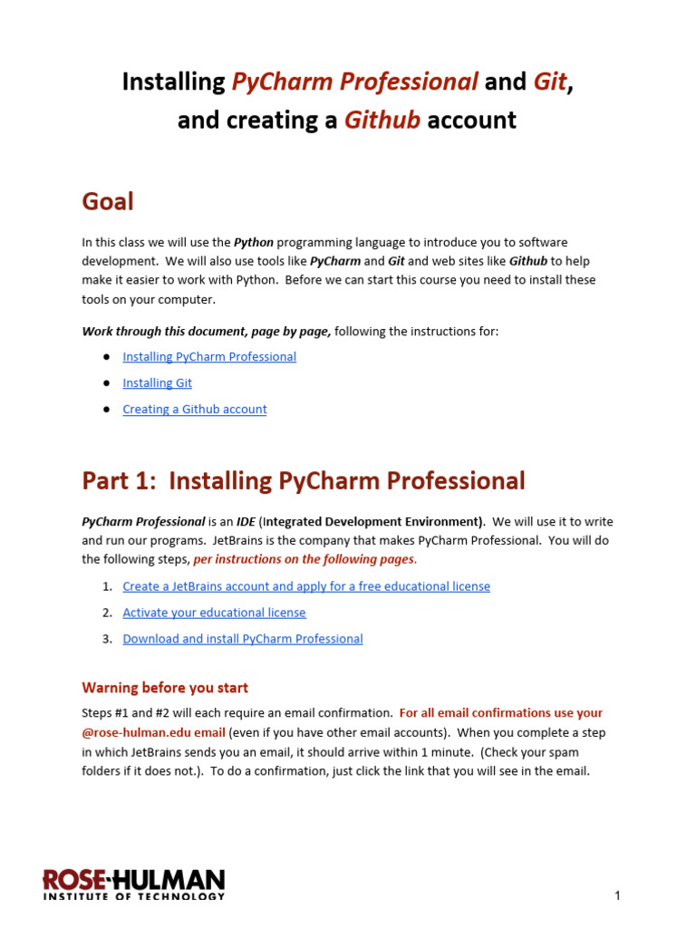 01-Installing PyCharm Professional and Git | PDF | System Software | Computing