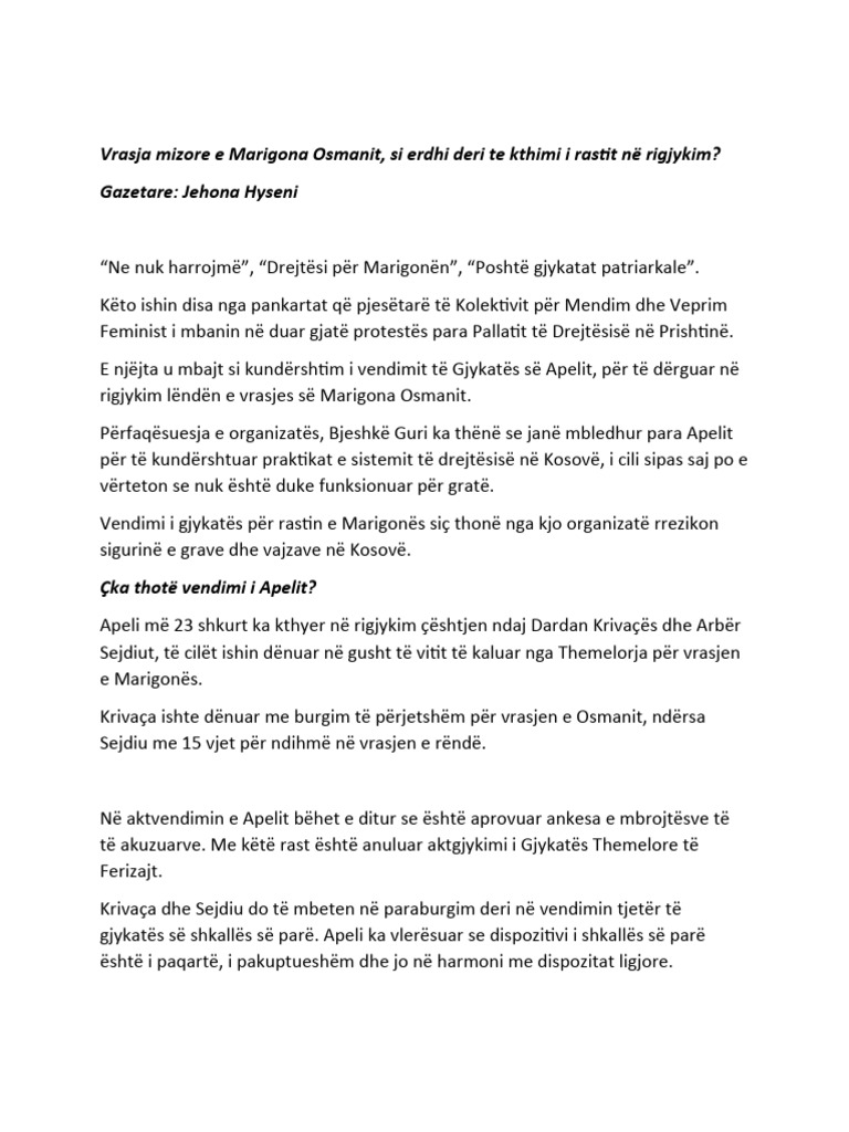 Vrasja e Marigonës | PDF
