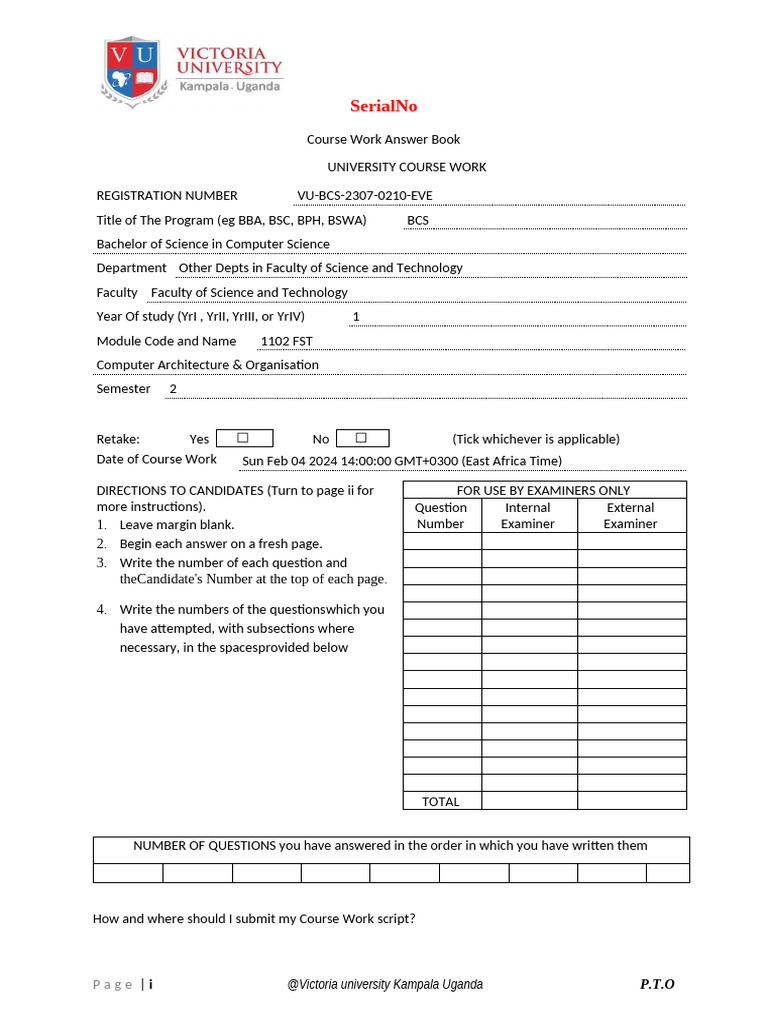 BCS Course Work Submission Guide | PDF | Computing