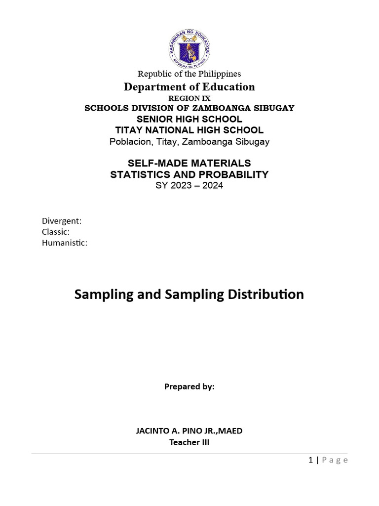 Sampling Distribution | PDF | Standard Deviation | Standard Error