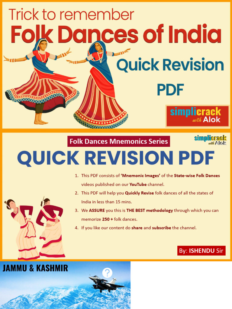 Quick Revision PDF Trick To Remember Folk Dances of India Simplicrack ...