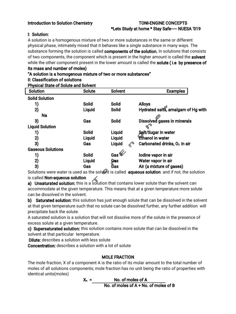 Chm 111 Intro To Solutions Pdf Solubility Concentration 3868