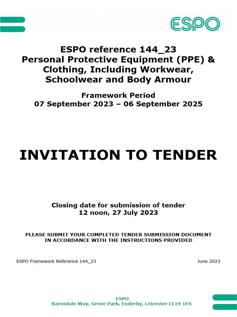 144 - 23 Invitation To Tender | PDF | Supply Chain | Procurement