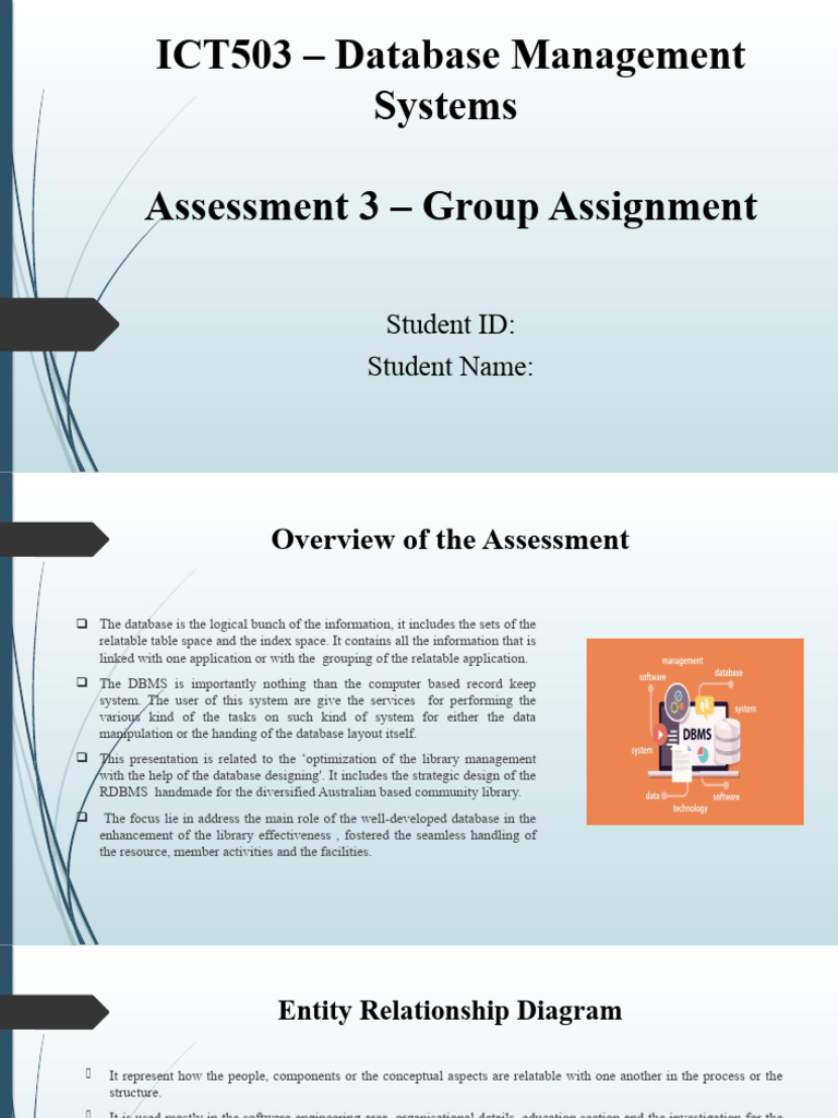 ICT503 - Database Management Systems - Presentation | PDF | Databases ...