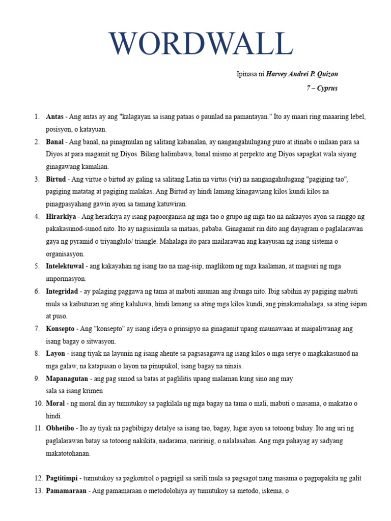 Andrei Wordwall | PDF