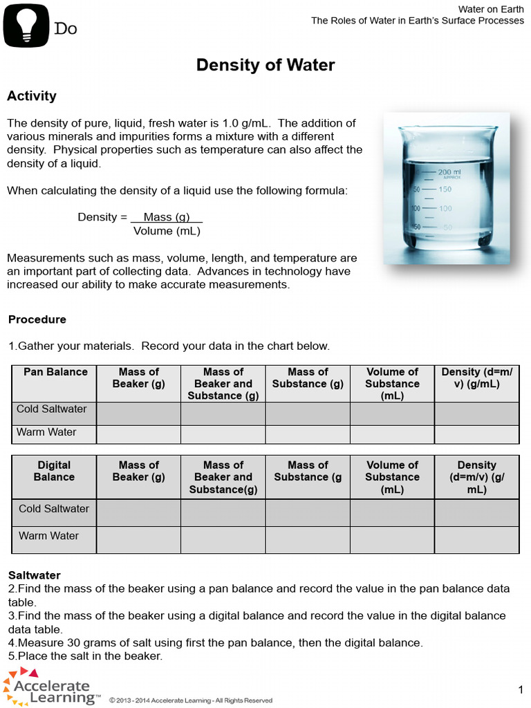 Density of Water | PDF | Density | Water