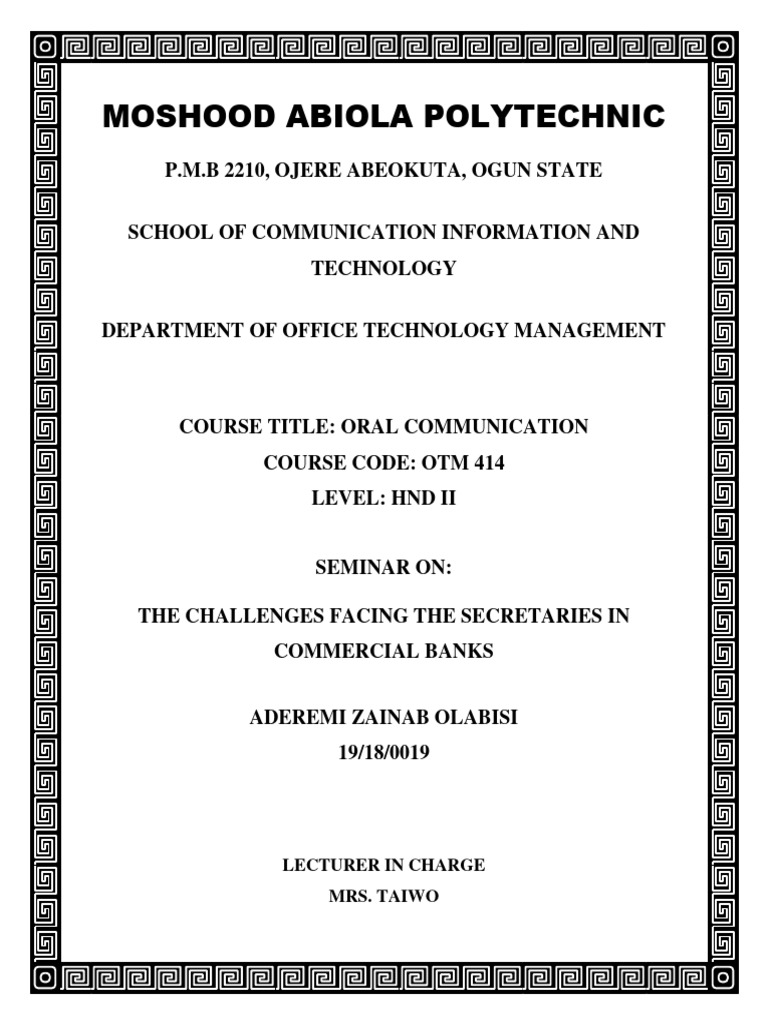 Secretarial Challenges in Banks | PDF | Secretary | Banks