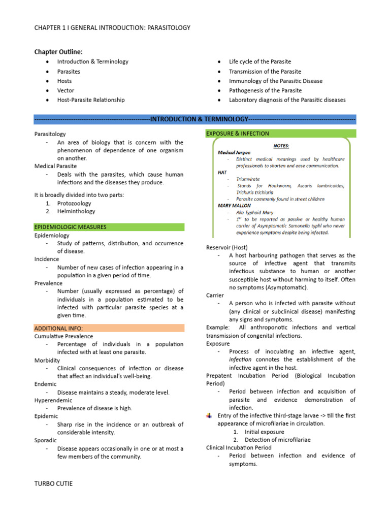 PARASITOLOGY NOTE 1 | PDF | Parasitism | Infection