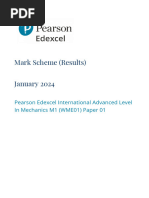 Edexcel IAL Mechanics M1 Mark Scheme | PDF | Physics