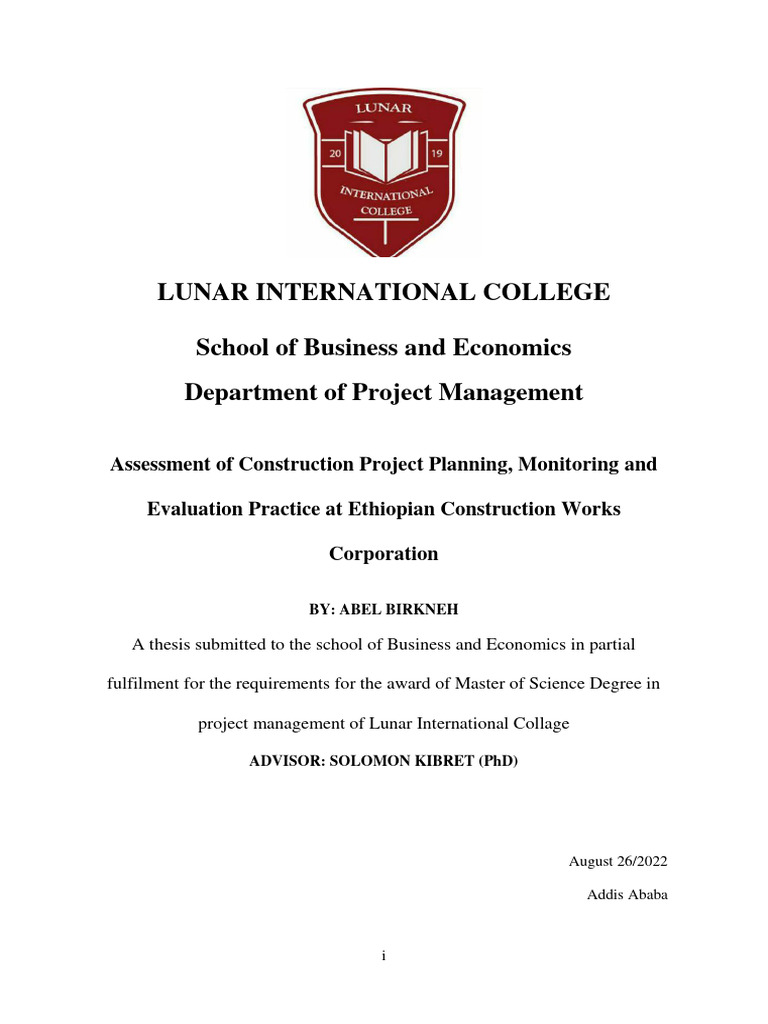 Abel Birkneh Thesis - Modified | PDF | Project Management | Evaluation