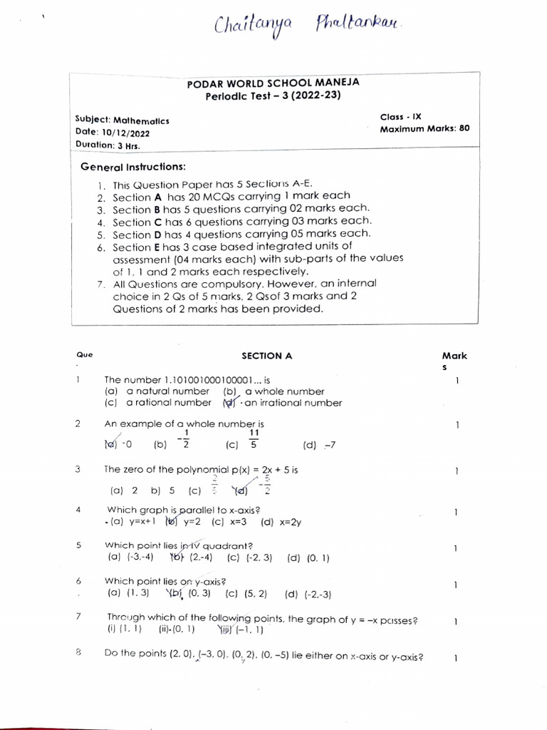 Maths Test Paper 9 | PDF | Mathematics | Abstract Algebra