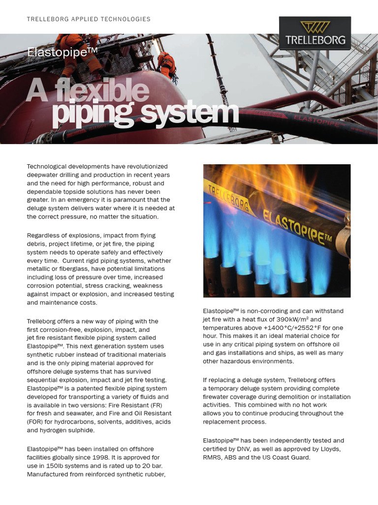 Trelleborg Datasheet Elastopipe AT Lo Resdfdd | PDF | Pipe (Fluid Conveyance) | Water