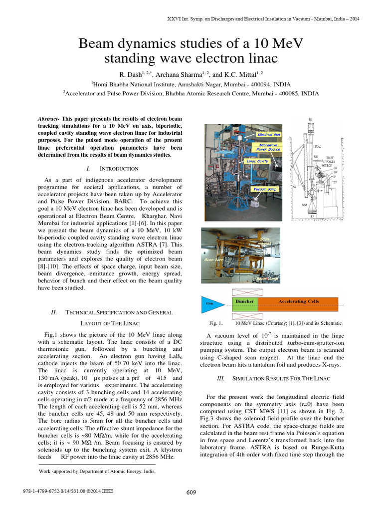 Beam Dynamics Studies of A 10 MeV | PDF | Electromagnetism | Physics