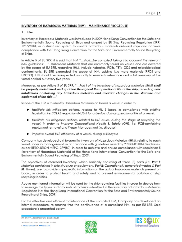 2023 ICS SOLIX IHM Maintenance Procedure | PDF | Dangerous Goods | Materials