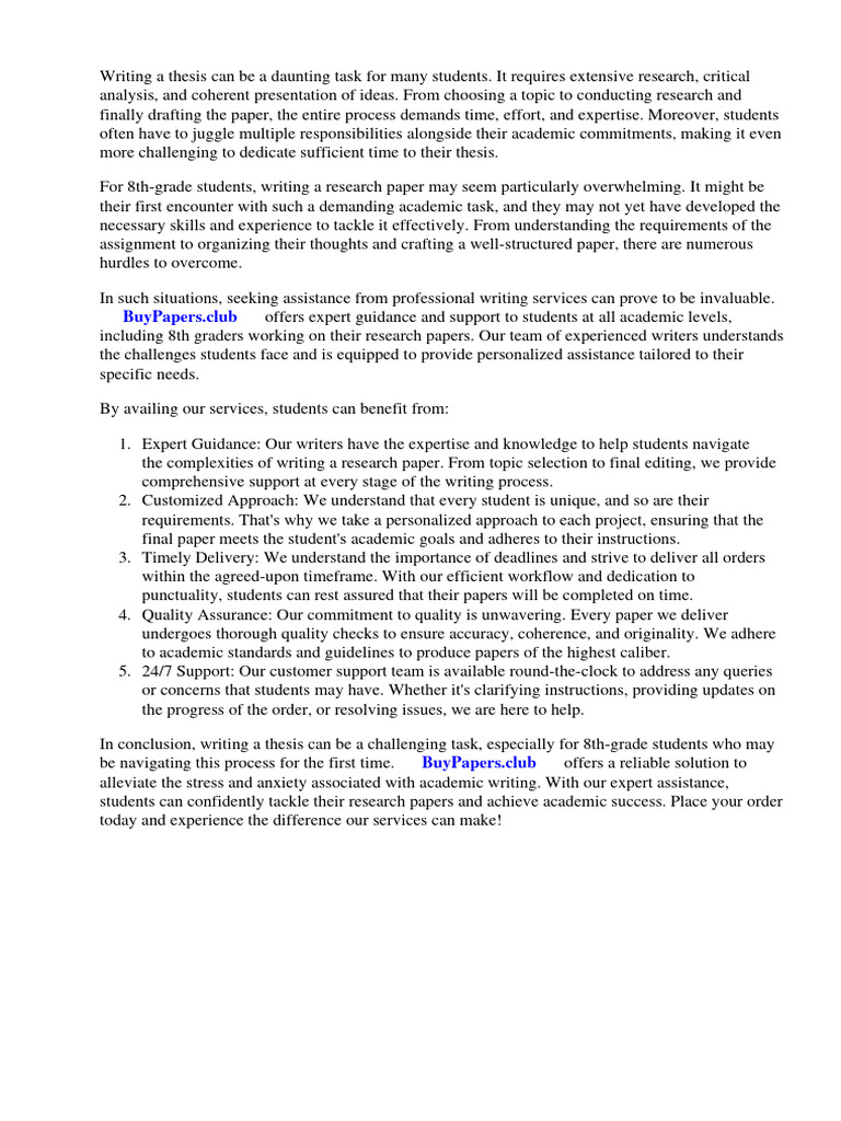 Sample 8 Grade Research Paper | PDF | Expert