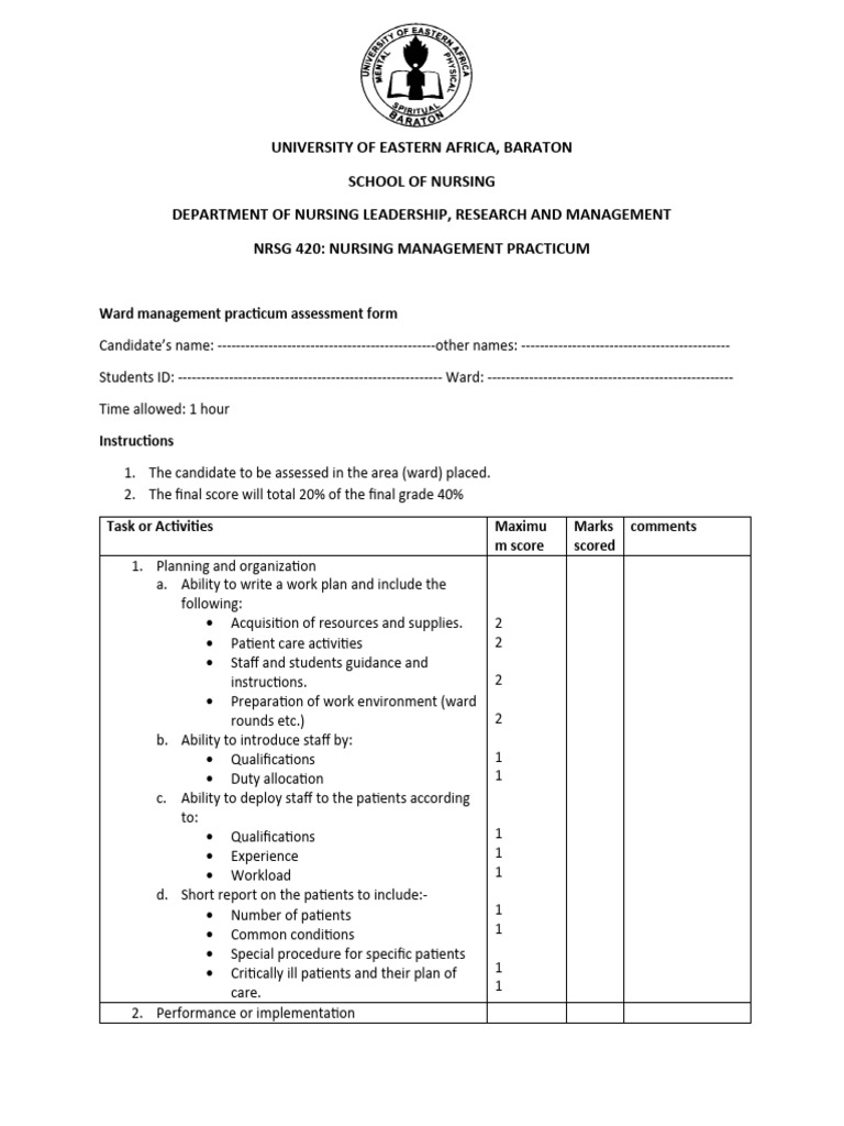 Nursing Management Practicum Guide | PDF | Nursing | Patient