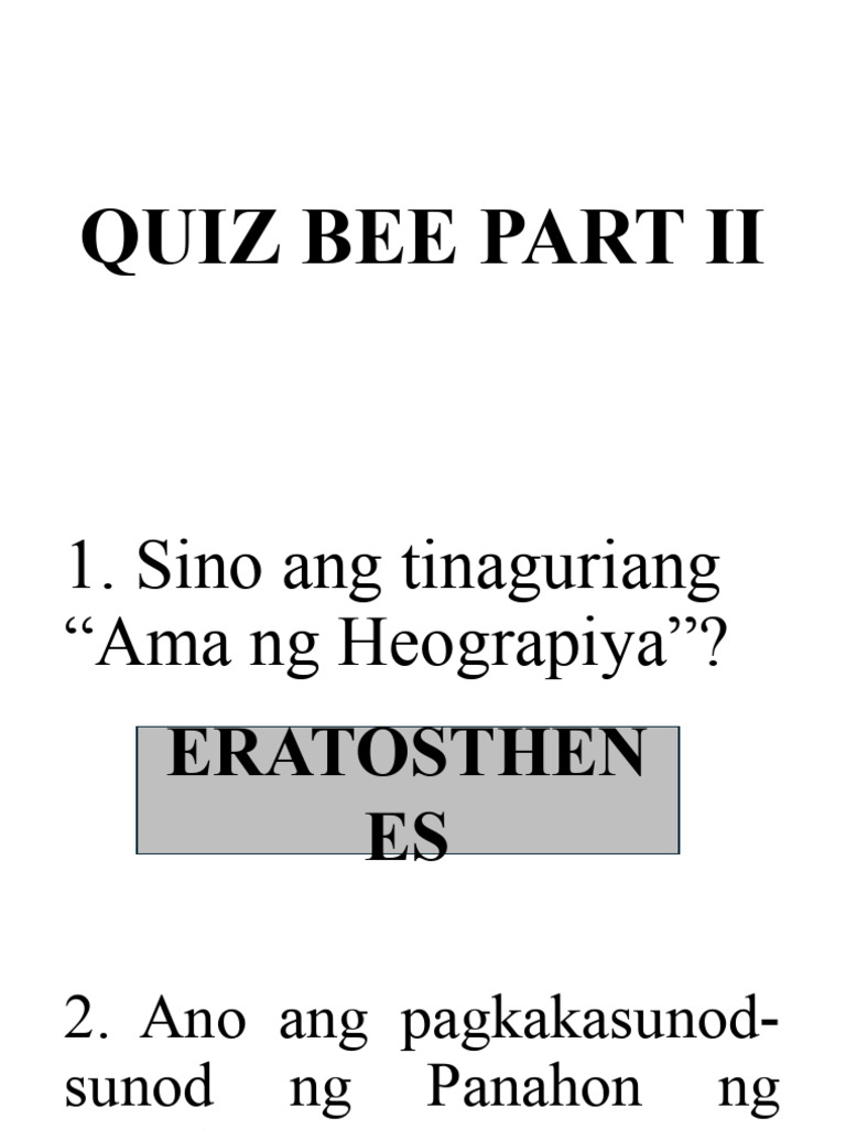 Quiz Bee Part II | PDF