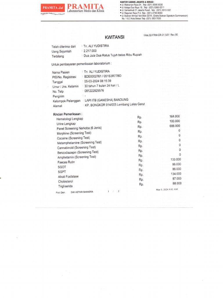 Kwitansi MCU Ali Dan Ujang | PDF