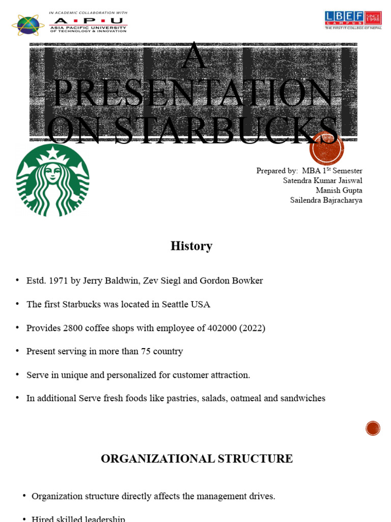 A Presentation On Starbucks | PDF | Leadership | Corporate Social ...