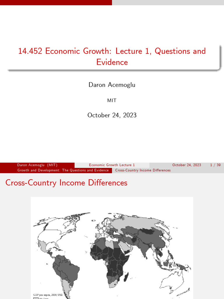 Economic Growth Lecture 1 2023 | PDF | Economic Growth | Economics