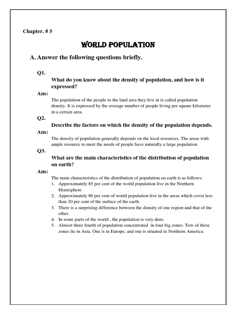 Class 8 Social Studies World Population | PDF | Asia | Pakistan