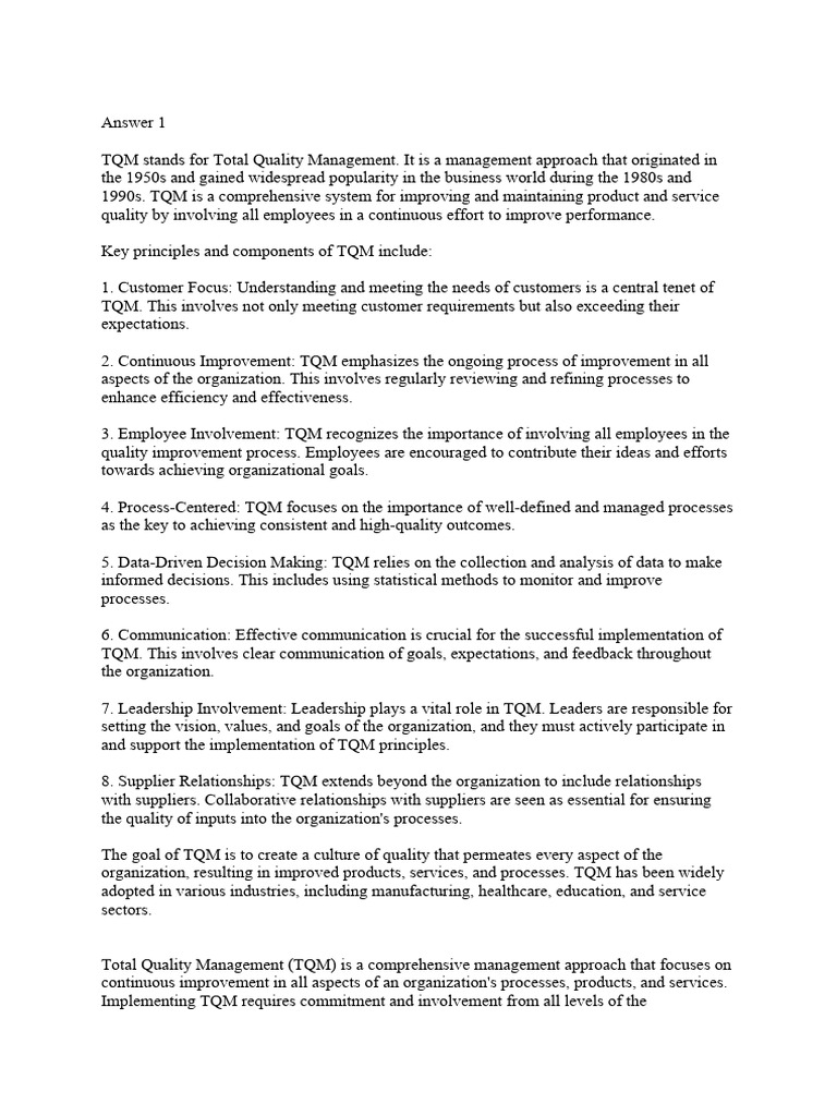 Total Quality Management | PDF | Quality Management | Performance Indicator