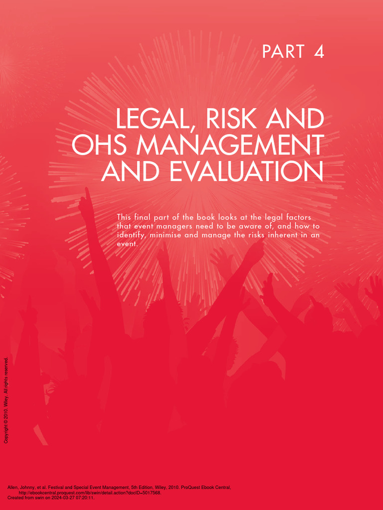Festival and Special Event Management 5th Edition - (Part 4 Legal Risk ...