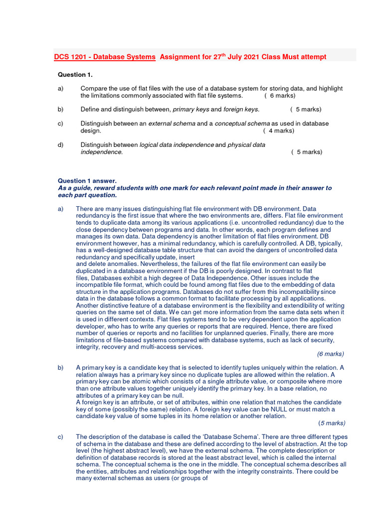 Database Systems Assignment Overview | PDF | Conceptual Model | Databases