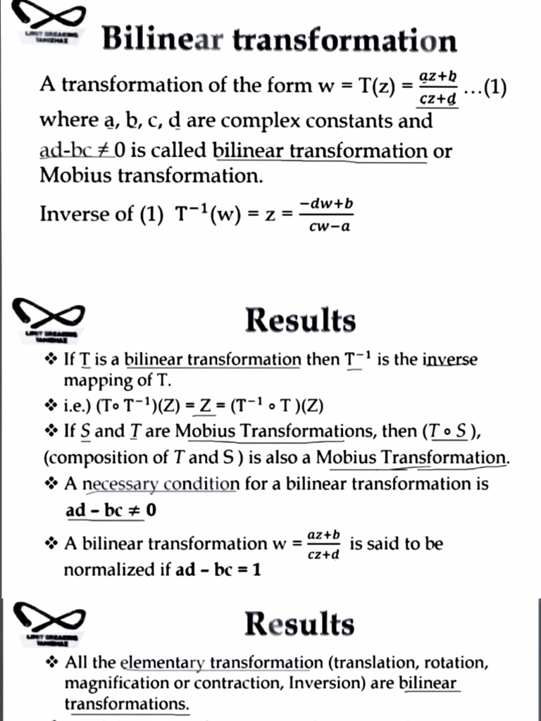 Bilinear Transformations and Their Properties | PDF | Geometry ...