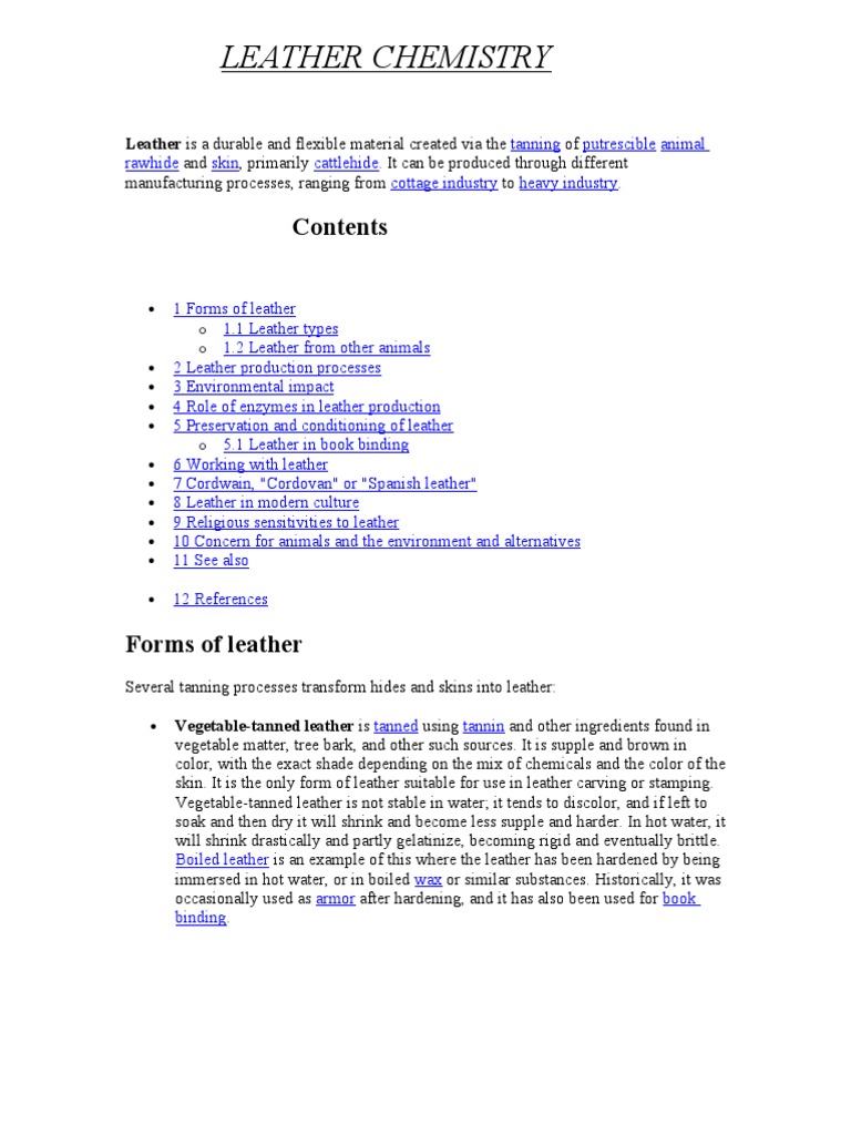 Leather Chemistry Pdf Leather Materials