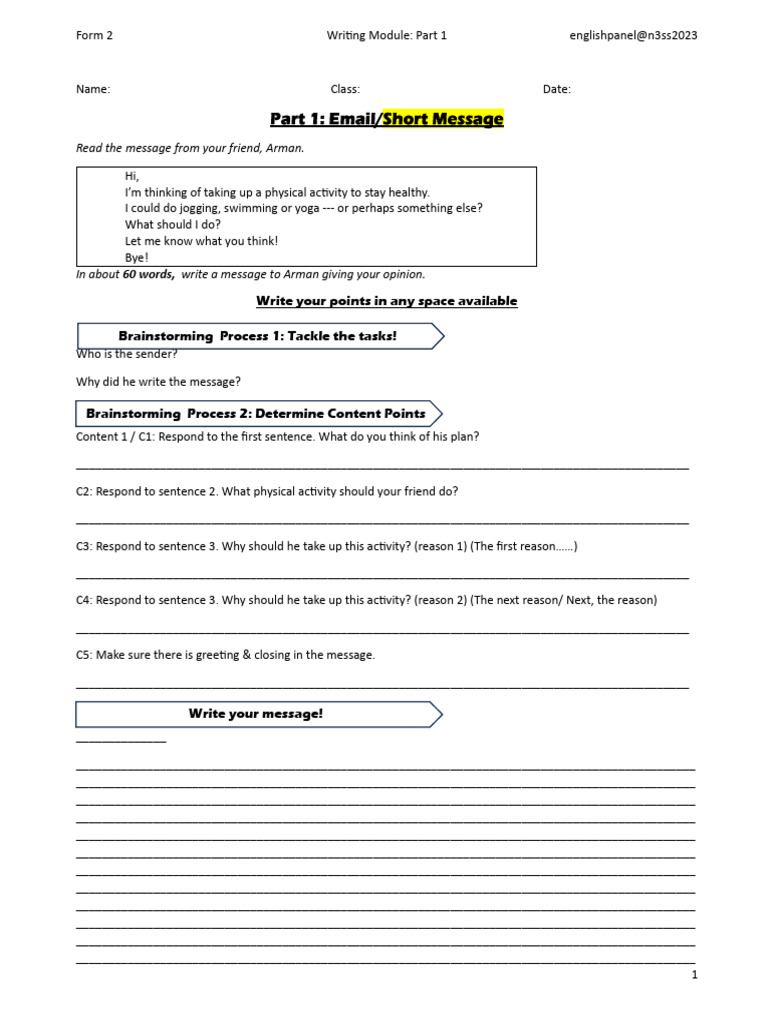 Writing Module f2 Sakura 2023 Part 1 (Revision) | PDF | Human Communication