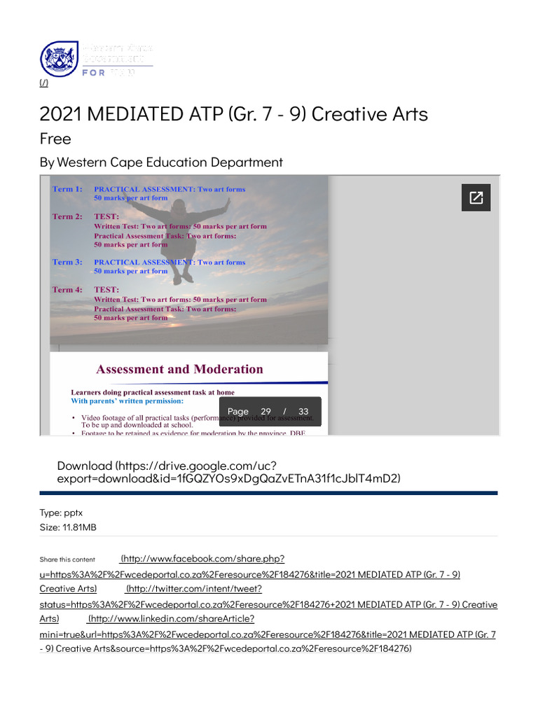 2021 Mediated Atp (Gr. 7 - 9) Creative Arts - Wced Eportal | PDF