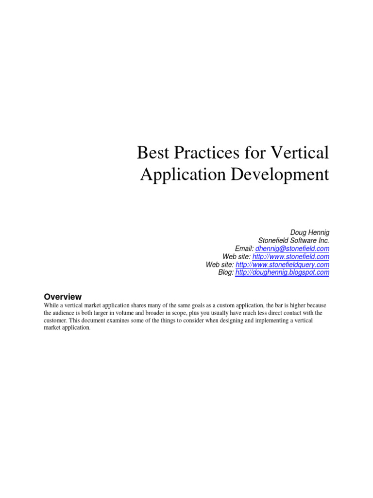 Best Practicesfor Vertical Application Development | PDF | Subscription Business Model ...