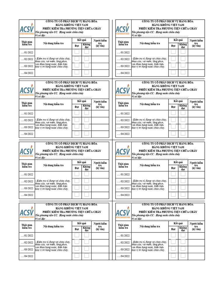 Phieu Kiem Tra PCCC | PDF