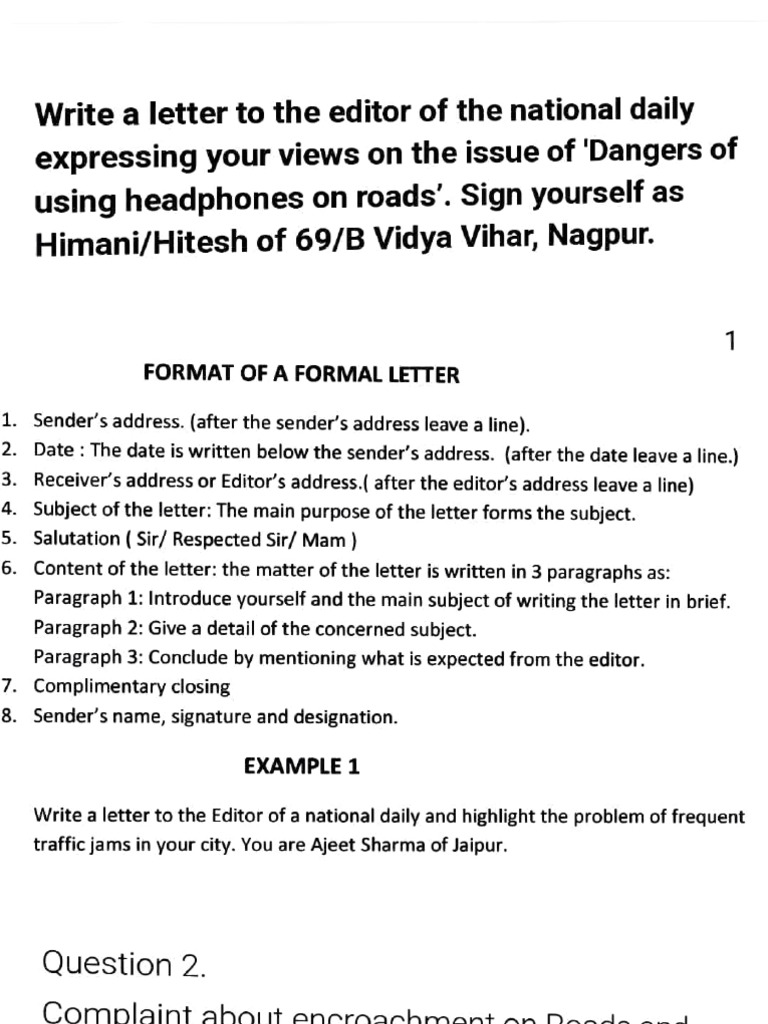 Letter To Editor Format Sample